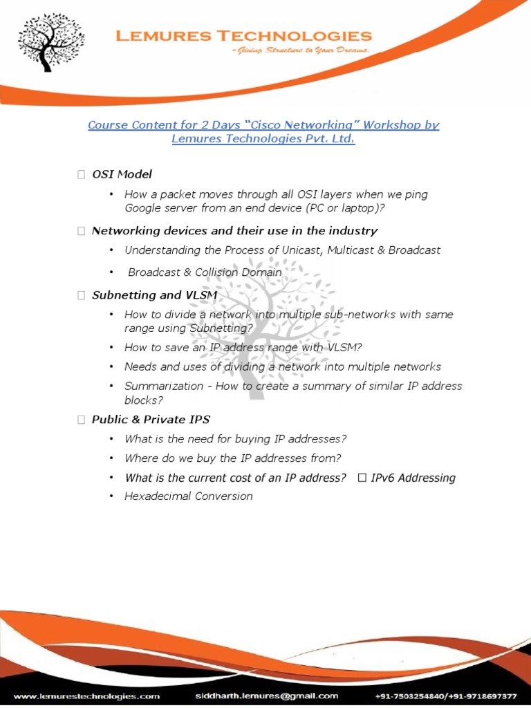 2 Days Cisco Networking Course Content | PDF