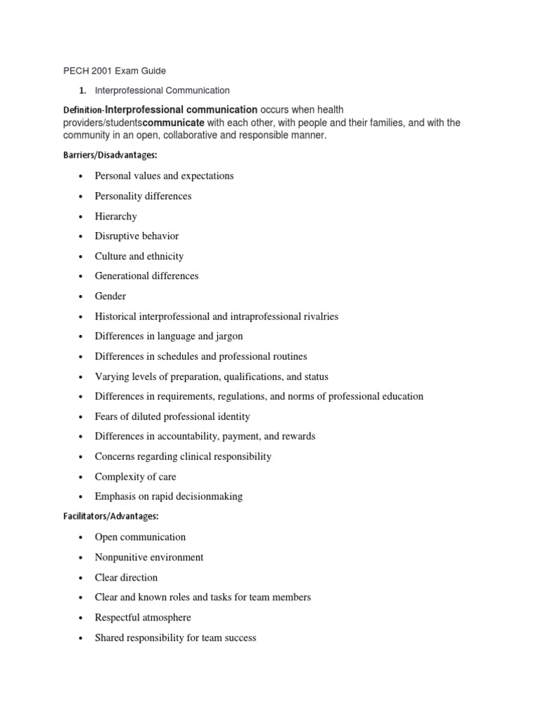 PECH 2001 Final Exam Key Points | PDF | Simulation | Empathy