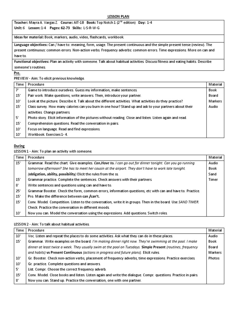 AIT-1B Unit 6 To 10 Listo | PDF | Reading Comprehension | Lesson Plan