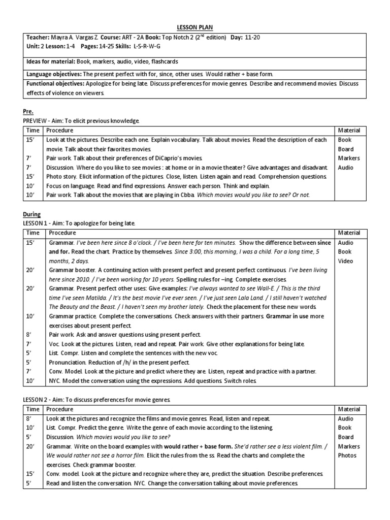 Unit 2 | Reading Comprehension | Lesson Plan