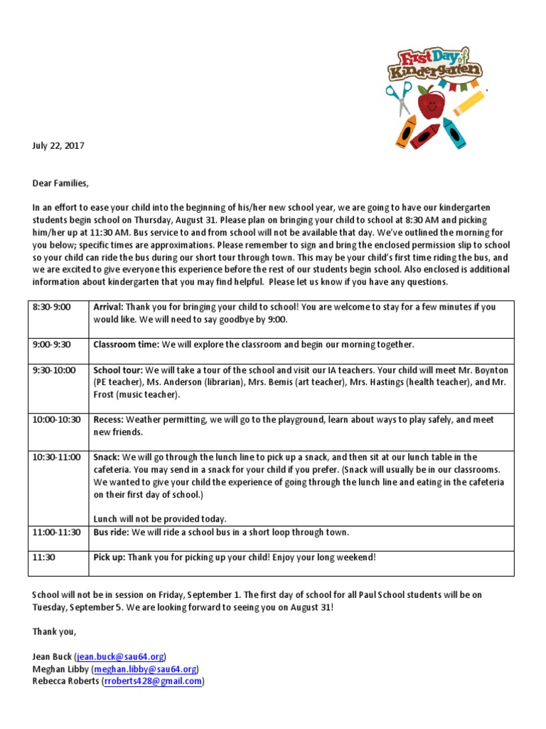 First Day of School Notice | PDF | Teachers | Schools