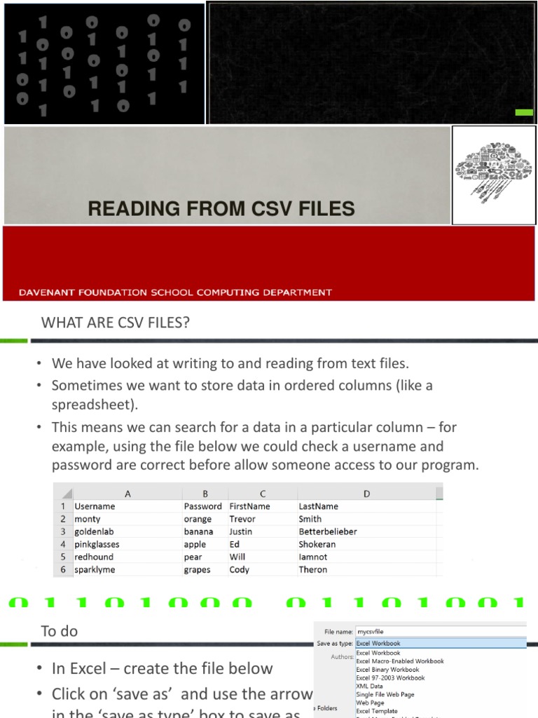 Reading From CSV Files | PDF