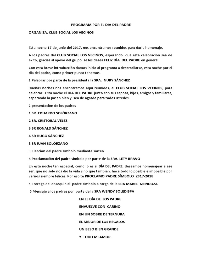 Programa Por El Dia Del Padre | PDF