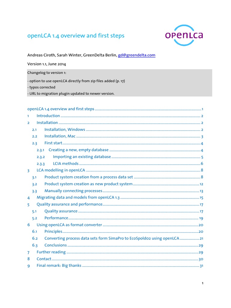 OpenLCA 1-4 Overview and First Steps v1 | PDF | Installation (Computer ...