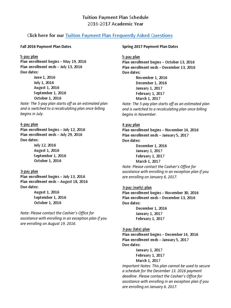 Tuition Payment Plan Frequently Asked Questions | PDF | Payments | Money