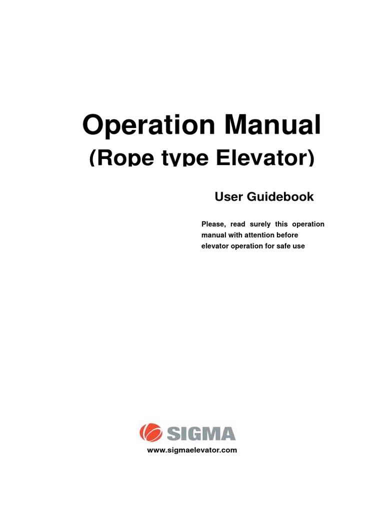 Operation Manual Sigma | PDF | Elevator | Door