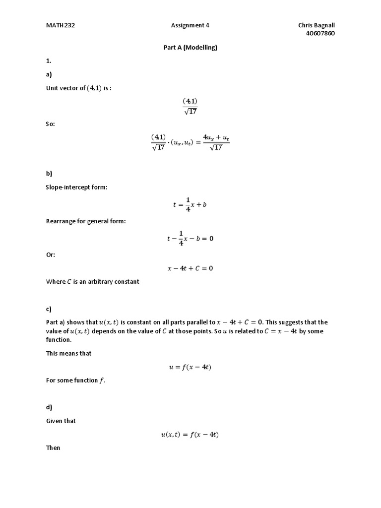 Part A (Modelling) 1. A) | PDF | Boundary Value Problem | Trigonometric ...