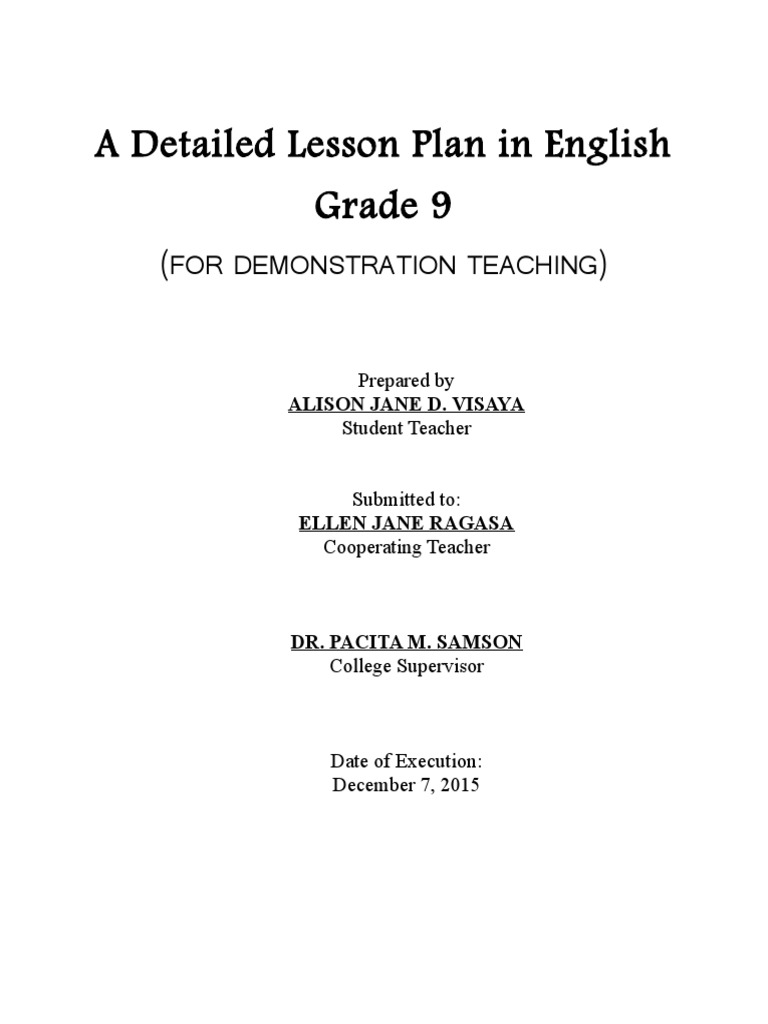 A Detailed Lesson Plan in English Grade 9 | PDF | Characters In Romeo ...
