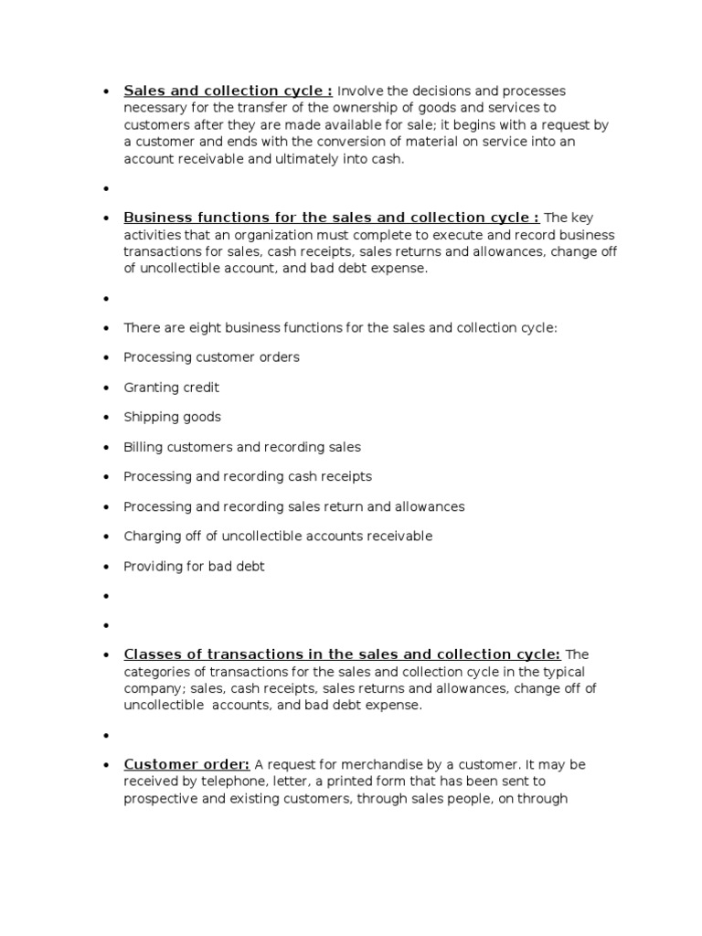 Sales and Collection Cycle Overview | PDF | Receipt | Invoice