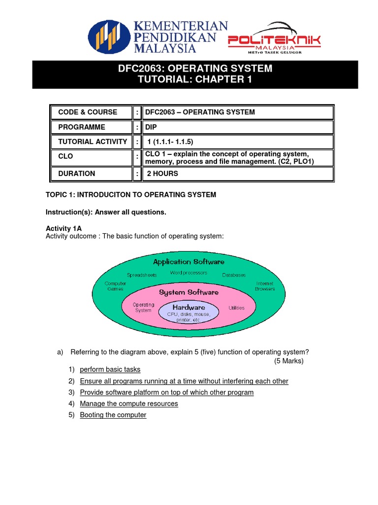 Chapter 1 Tutorial | PDF | Operating System | Kernel (Operating System)