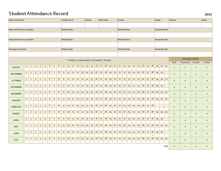 Student Attendance Record 2017 | PDF