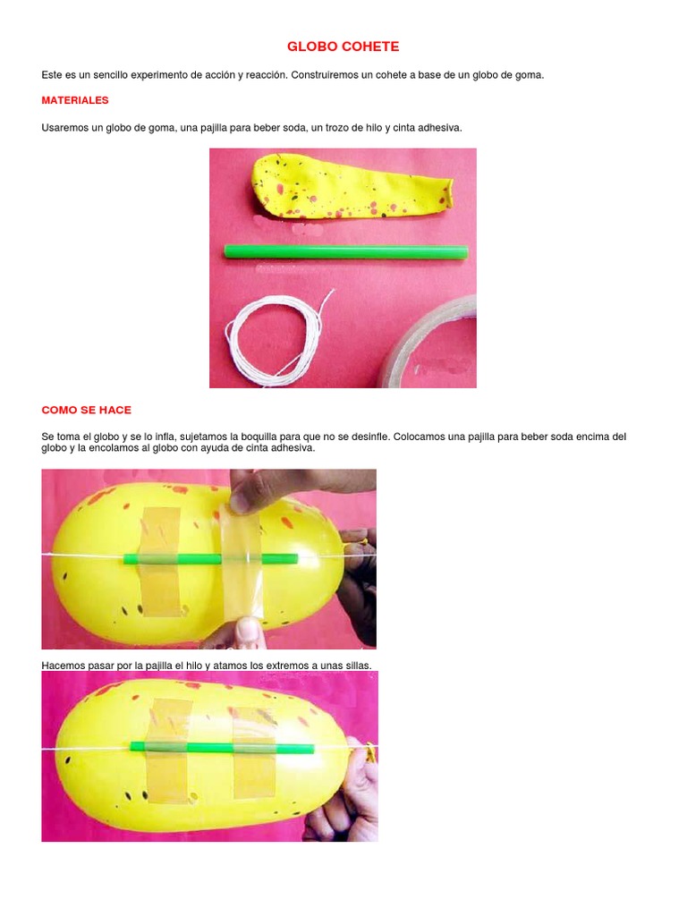 Hoja De Trabajo Para El Experimento Del Globo Cohete