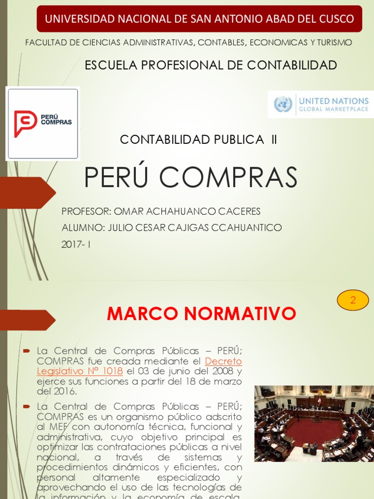 Presentación de PERÚ COMPRAS | PDF | Estado (política) | Bienes