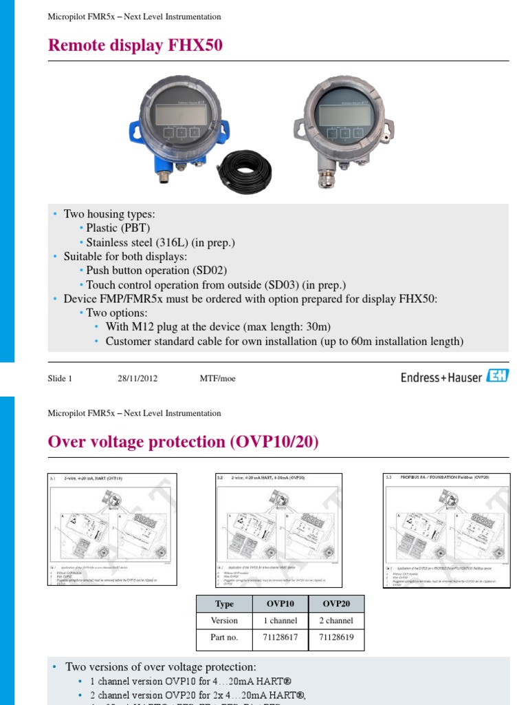 Remote Display FHX50: Micropilot FMR5x - Next Level Instrumentation | PDF