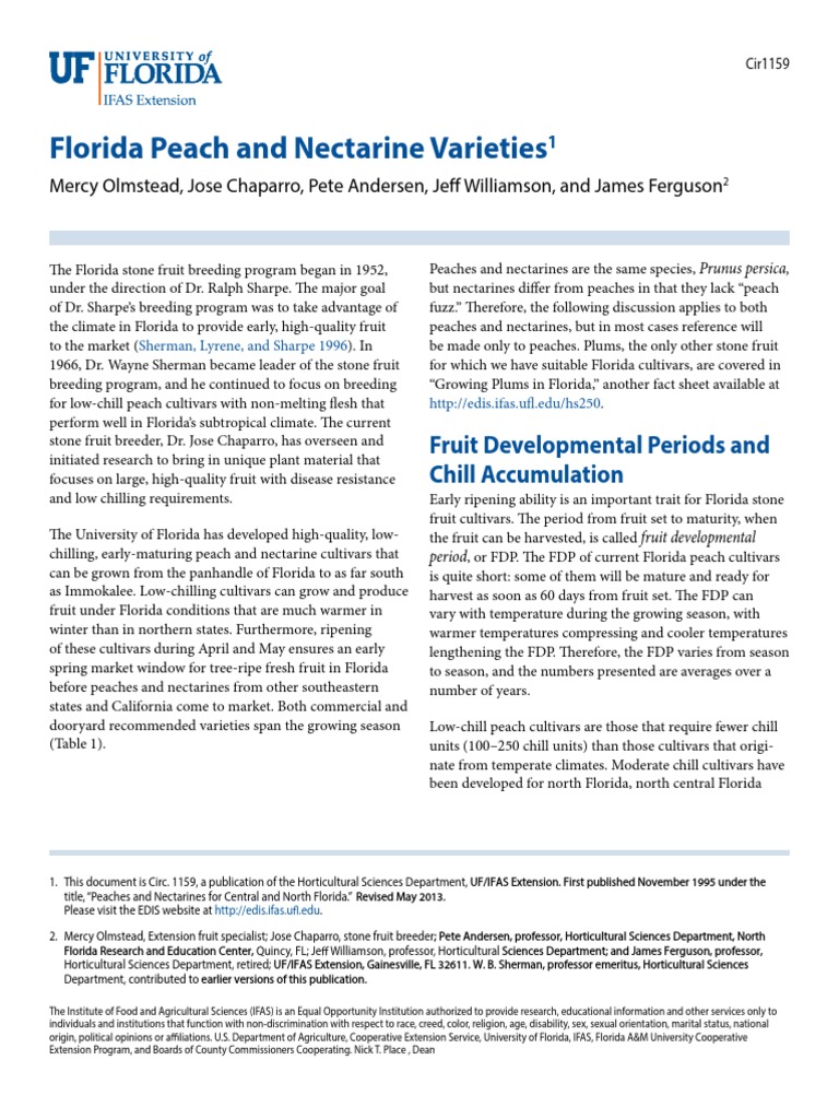 Florida Peach and Nectarine Varieties MG37400 PDF | PDF | Peach ...