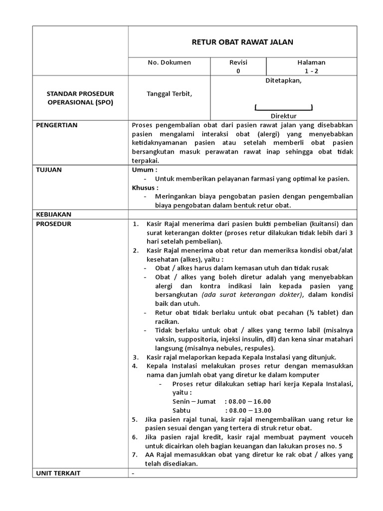 Retur Obat Rawat Jalan | PDF