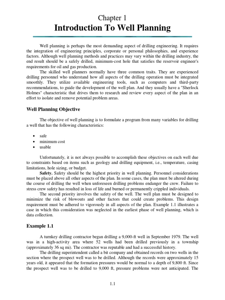 Chapter 1 Introduction to Well Planning | Casing (Borehole) | Blowout ...
