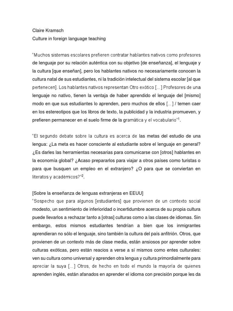 Claire Kramsch Citas | PDF | Lingüística | Subjetividad