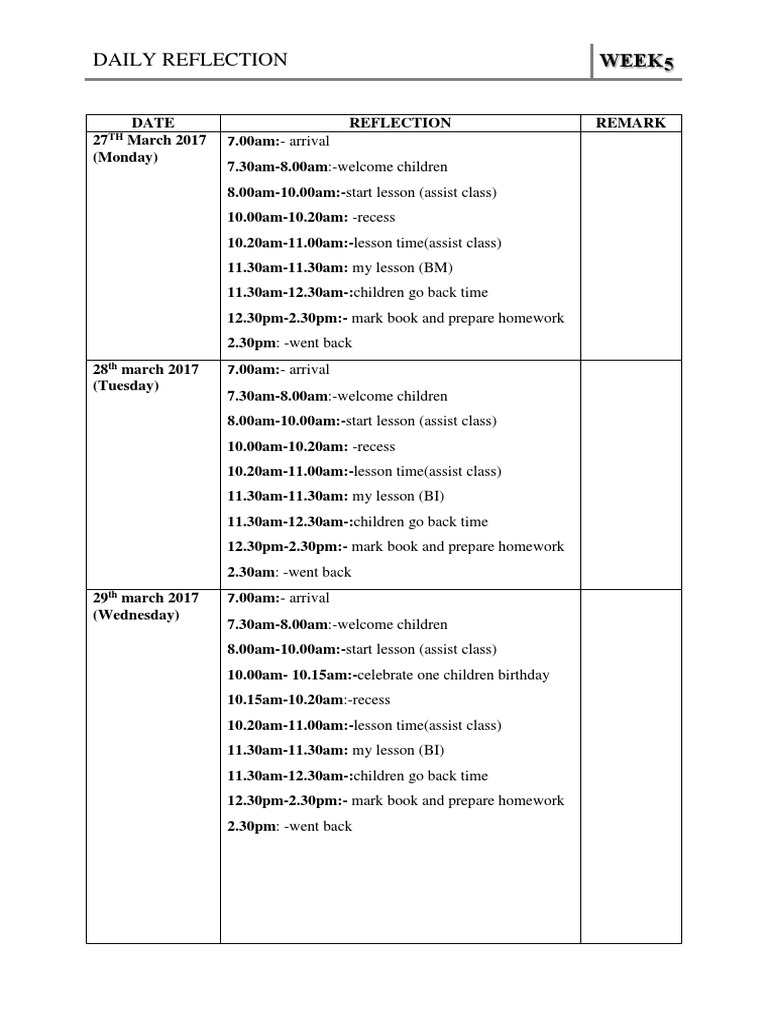 Daily Reflection: Week5 | PDF