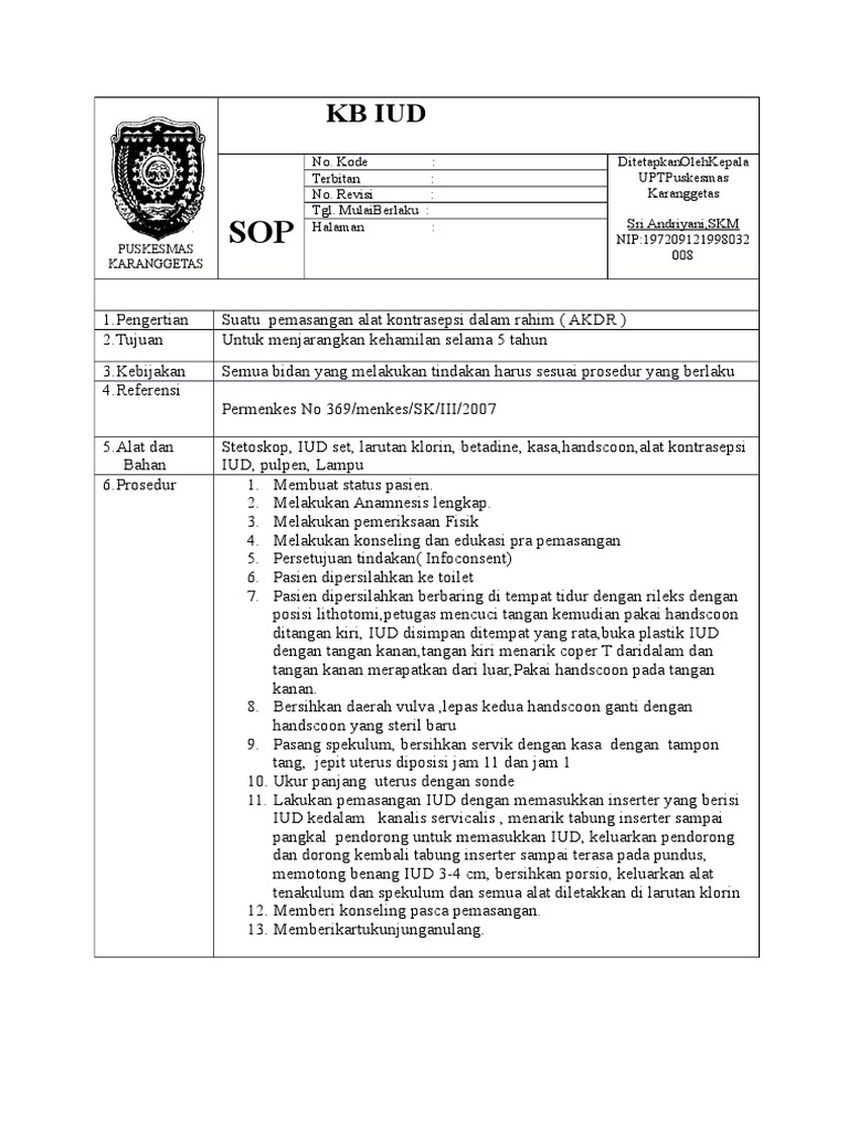 Sop KB Iud | PDF