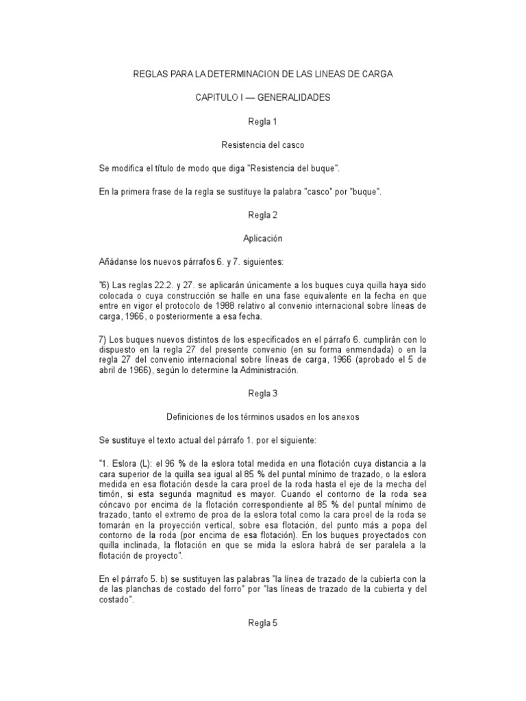 Reglas para La Determinacion de Las Lineas de Carga | PDF | Buques | Embarcación