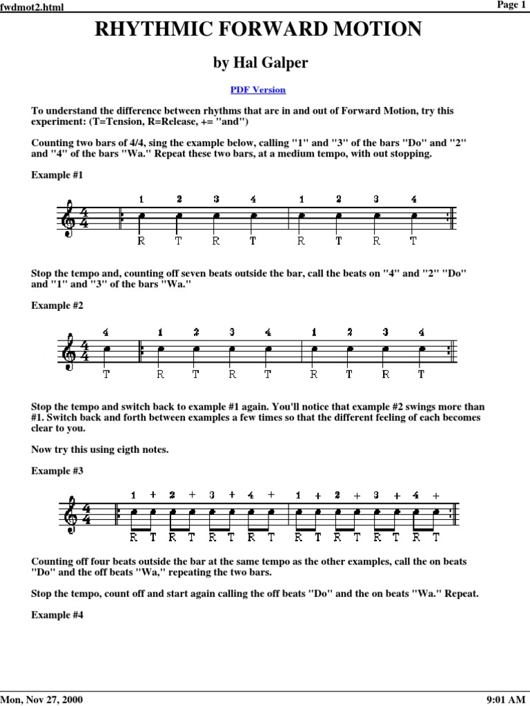 Hal Galper - Rhythmic Forward Motion | PDF | Scale (Music) | Rhythm
