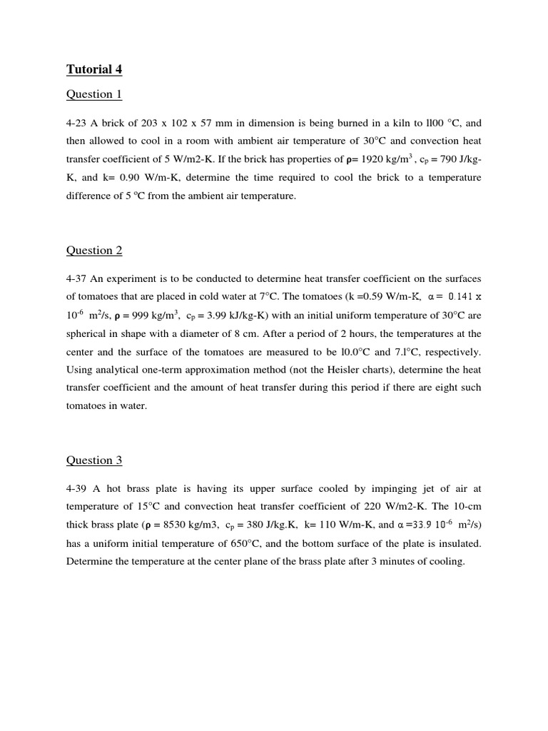 Tutorial 4 Heat Transfer | PDF | Heat Transfer | Thermal Conduction
