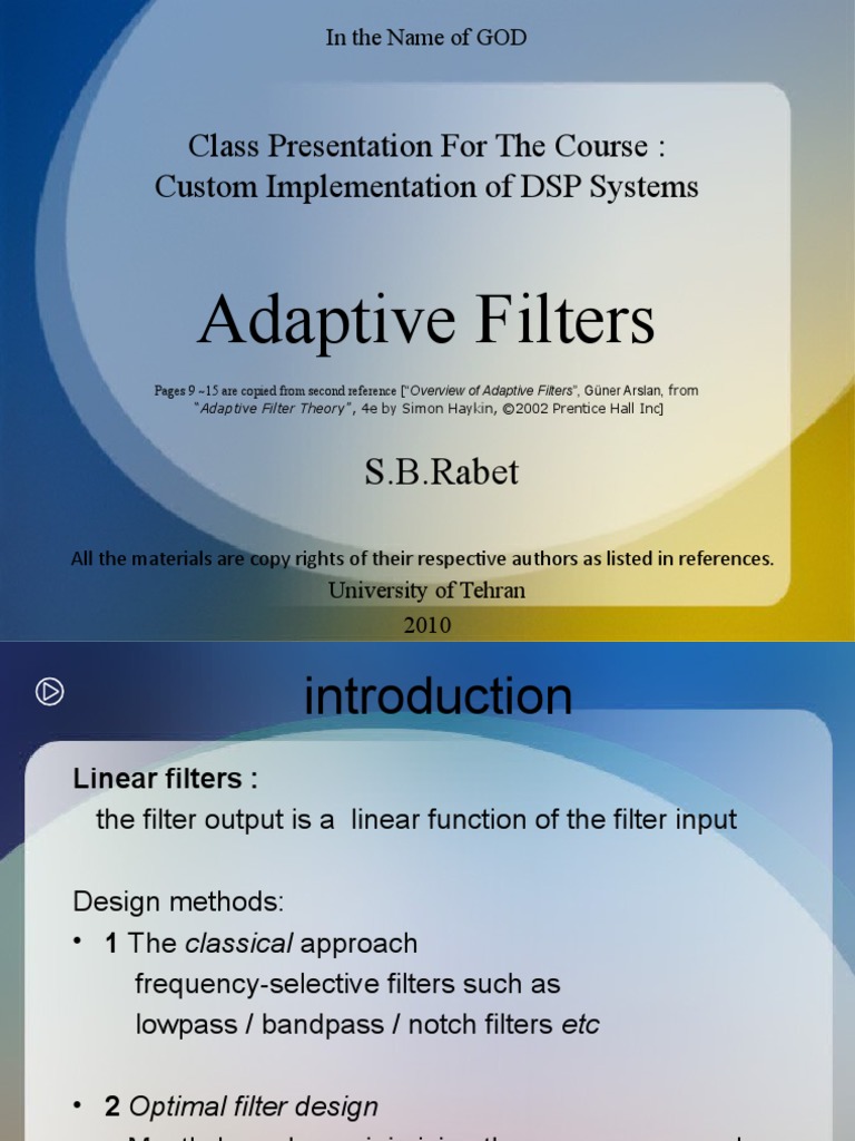 Adaptive Filters | PDF | Electronic Engineering | Digital Signal Processing