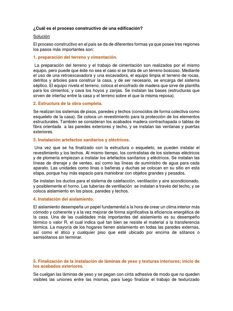 Cuál Es El Proceso Constructivo de Una Edificación