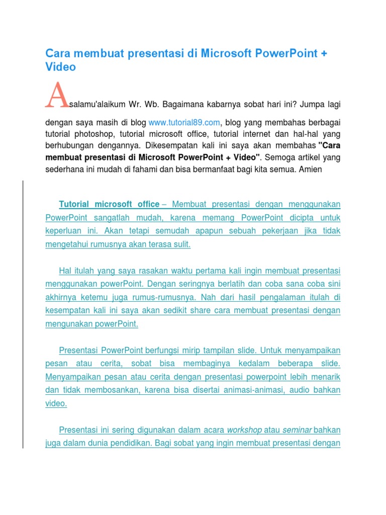 Tutorial Membuat Presentasi PowerPoint | PDF | Karier & Perkembangan
