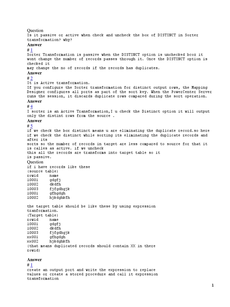 Informatica Ques Part 2 | PDF | Database Index | Sql