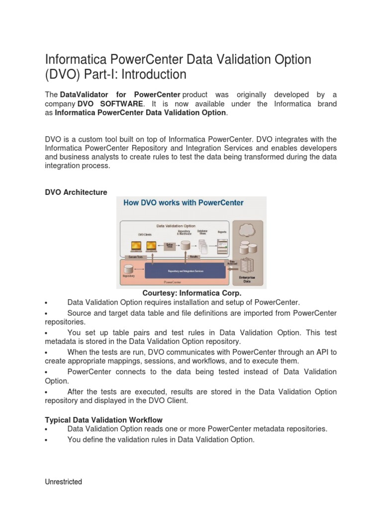 Informatica PowerCenter Data Validation Option | PDF | Software Engineering | Information ...
