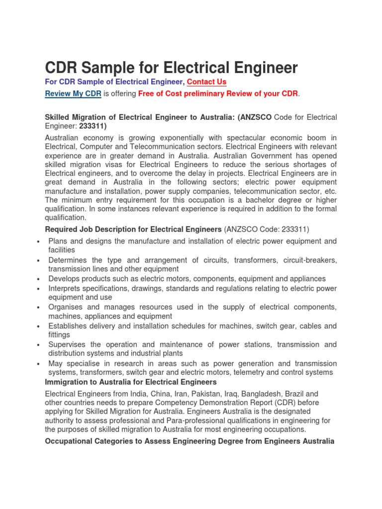 CDR Guide for Electrical Engineers | PDF | International English ...
