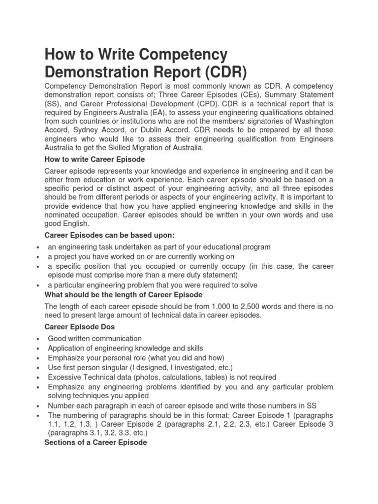Competency Demonstration Report, ReviewMyCDR | PDF | Competence (Human ...