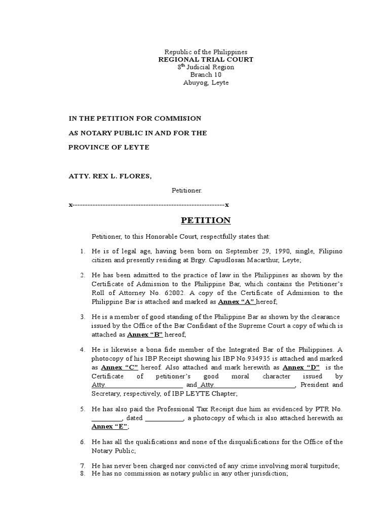 145790264 Petition for Notarial Commission | Notary Public | Virtue