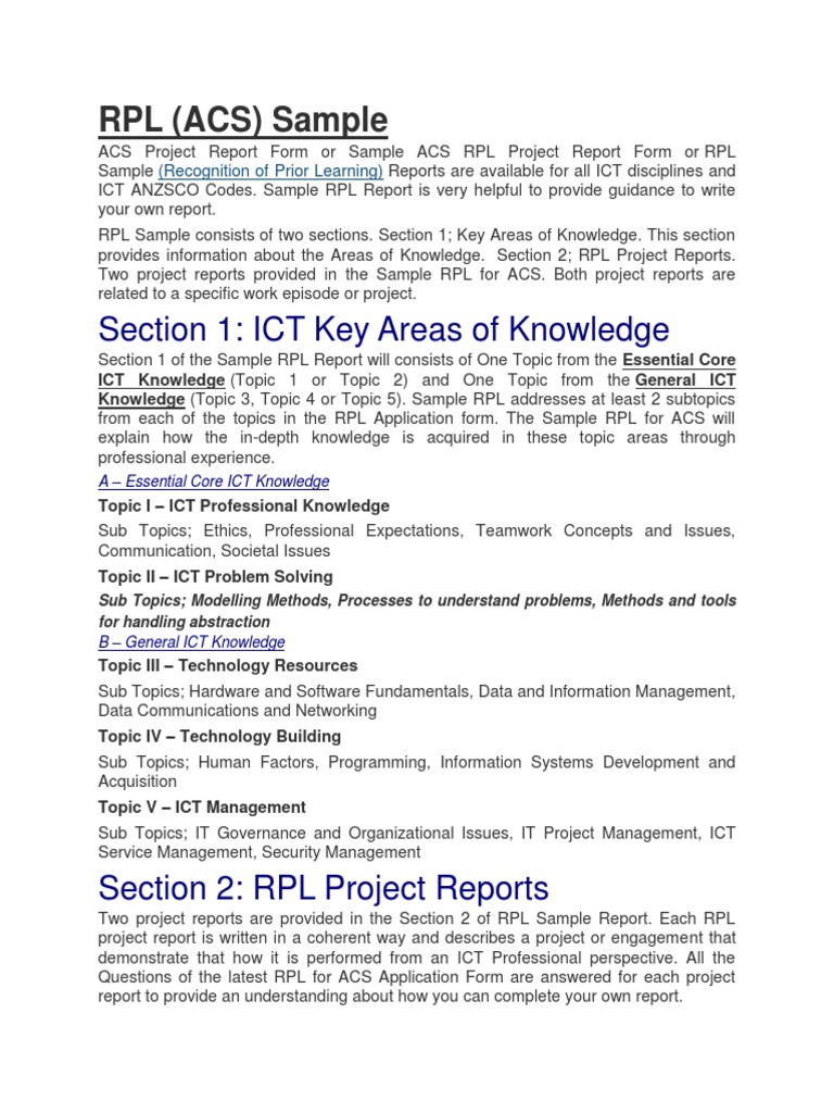 RPL (Acs) Sample Reviewmycdr | Educational Technology | Programmer