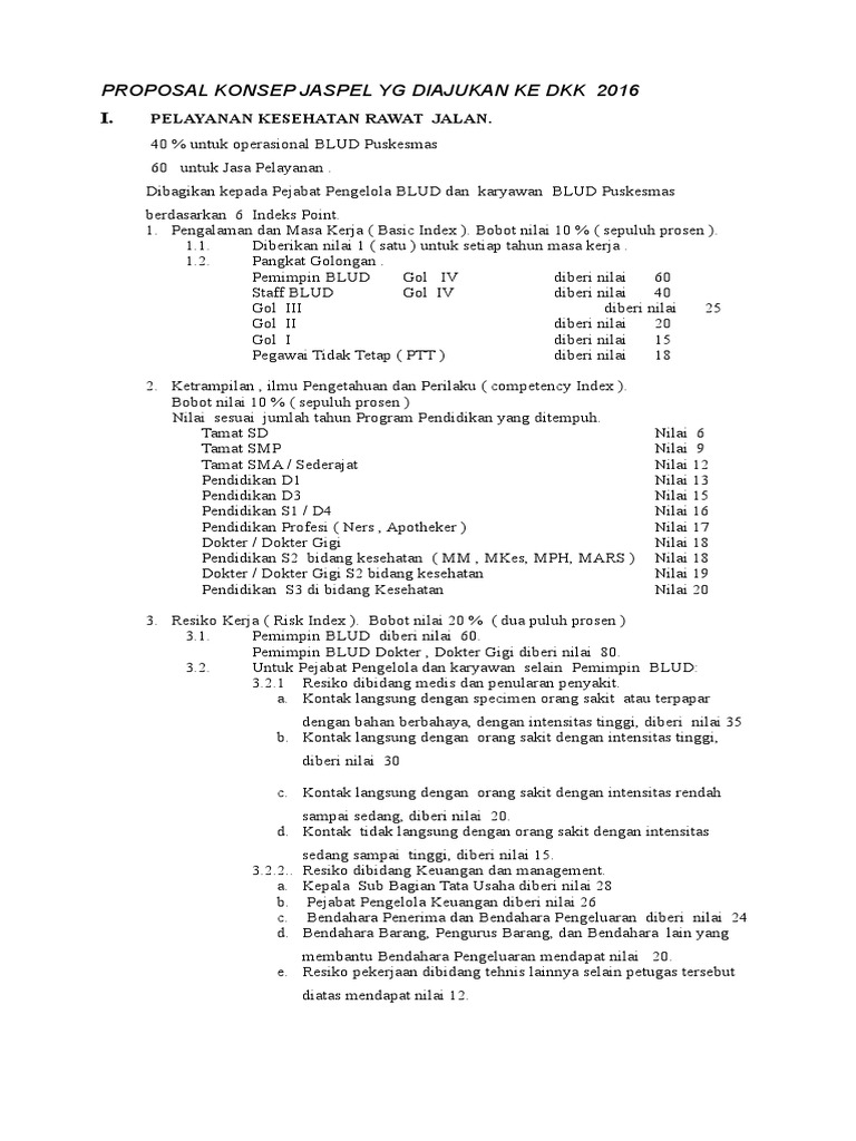 Konsep Jaspel Rawat Jalan Dan Rawat Inap Blud. Ok | PDF