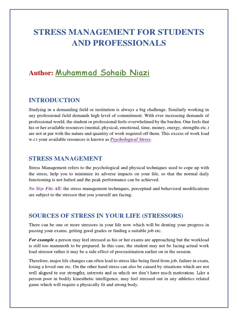 Stress Management for Students and Professionals | Stress Management ...