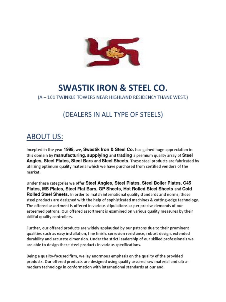 Swastik Profile - NEW | PDF | Structural Steel | Metal Fabrication