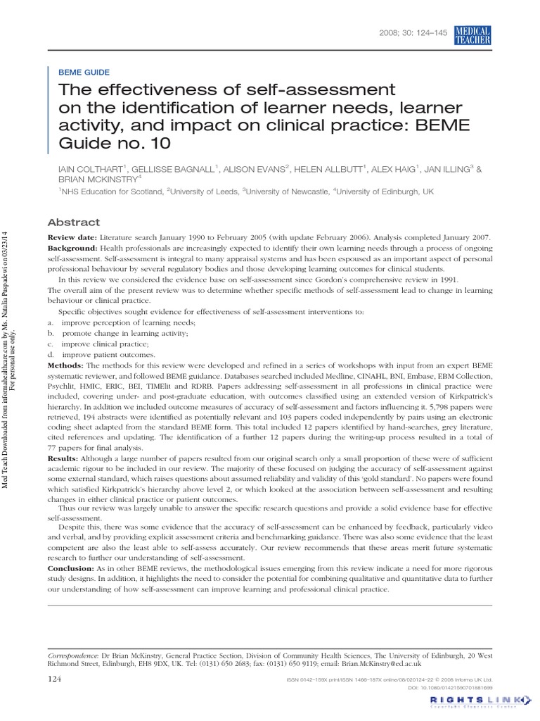 BEME Guide No. 10 PDF | PDF | Evidence Based Medicine | Self Efficacy