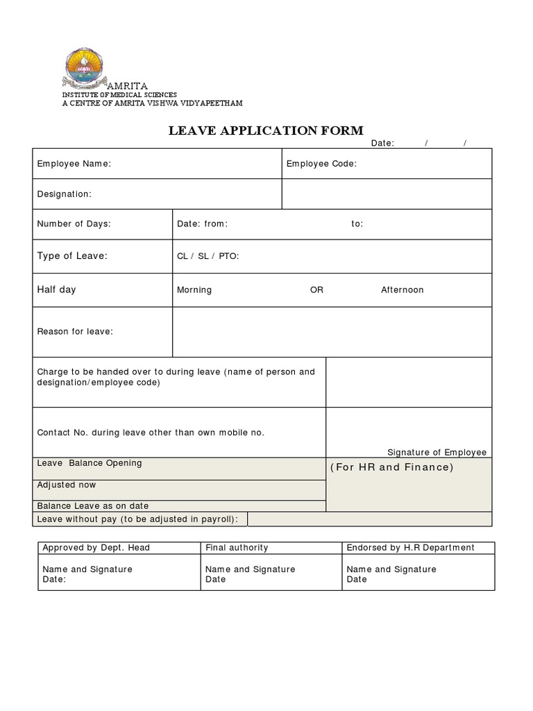 Leave Form | PDF | Employee Relations | Employment