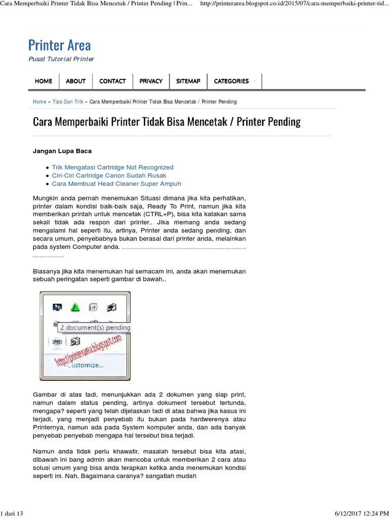 Cara Memperbaiki Printer Tidak Bisa Mencetak - Printer Pending ...