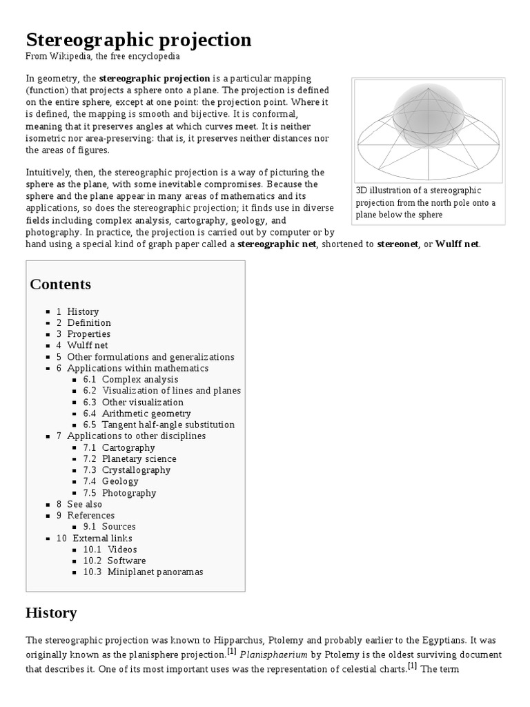 Stereographic Projection | PDF | Plane (Geometry) | Analytic Geometry