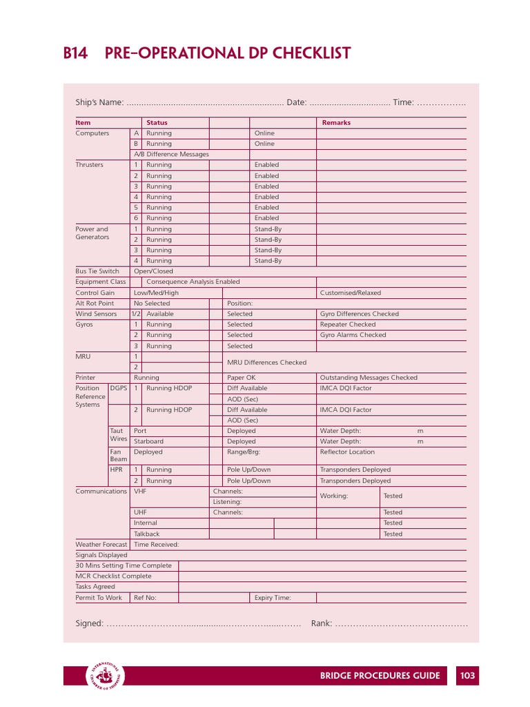 Pre-Operational DP Checklist B14 | PDF | Radio | Wireless