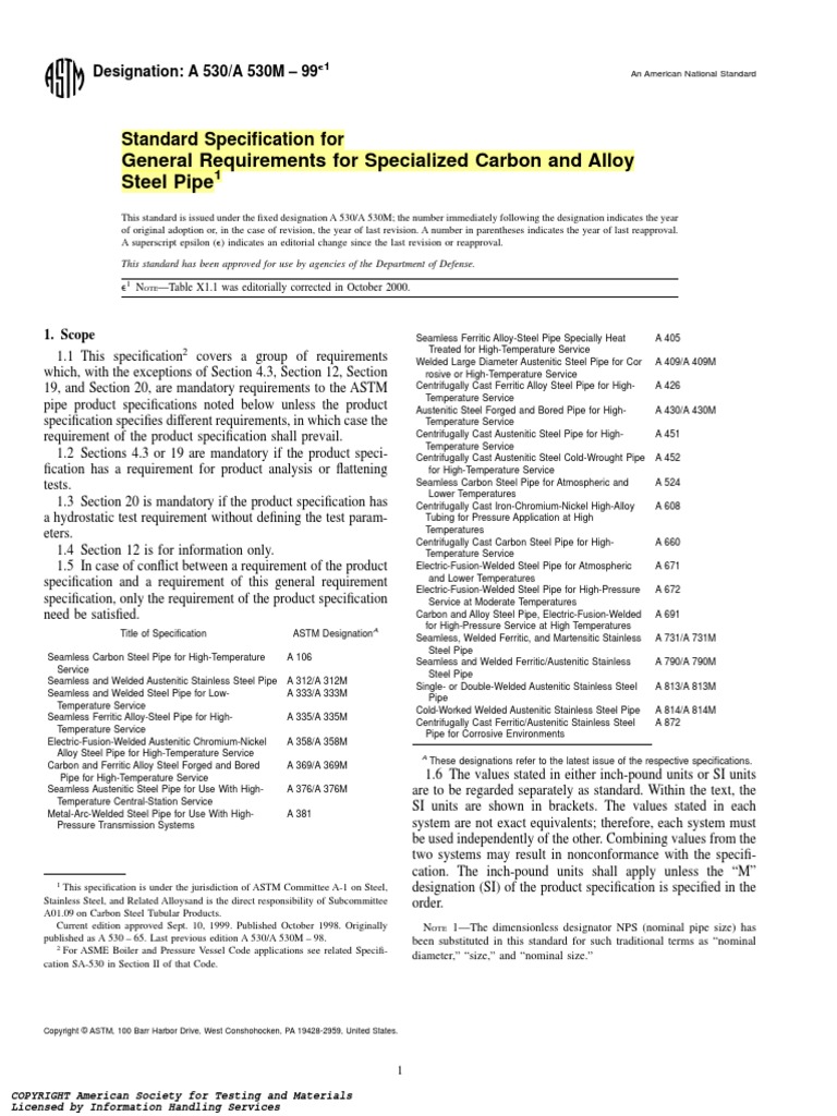 Astm A530 PDF | PDF | Pipe (Fluid Conveyance) | Steel