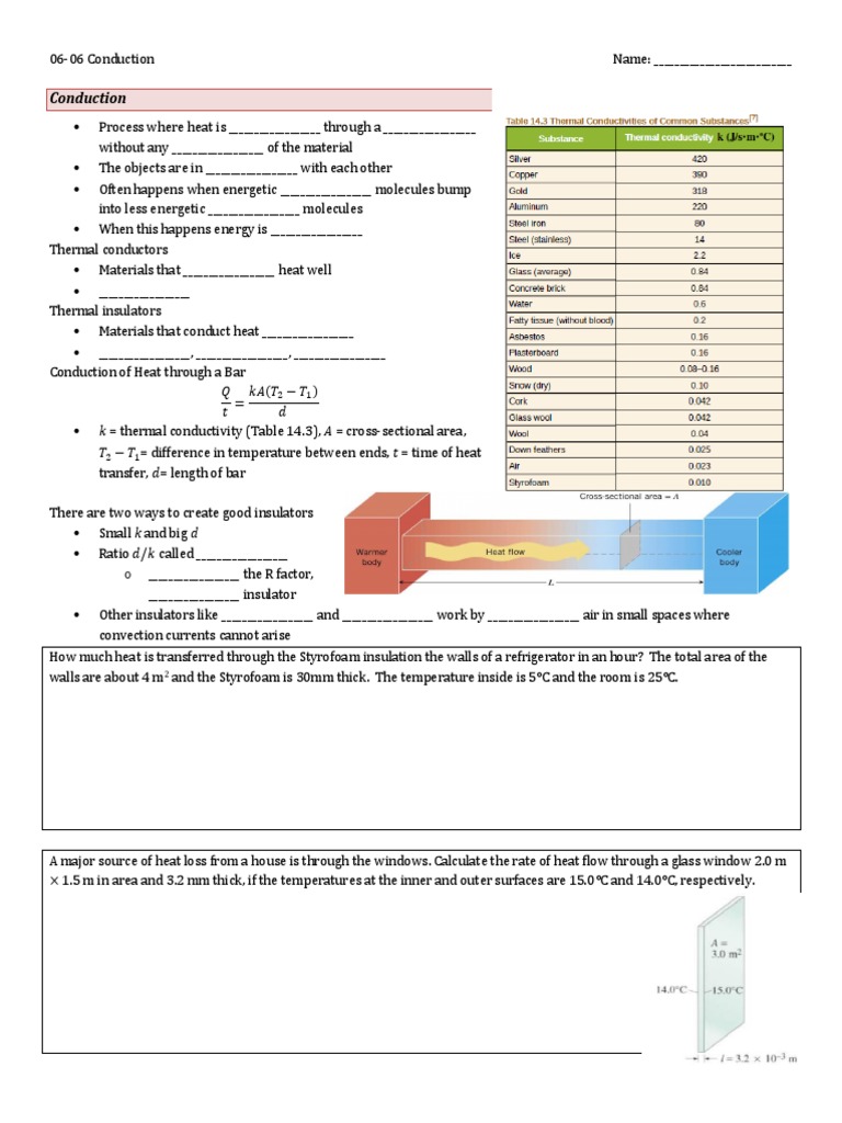 Physics 06-06 Conduction | PDF | Thermal Conduction | Heat Transfer