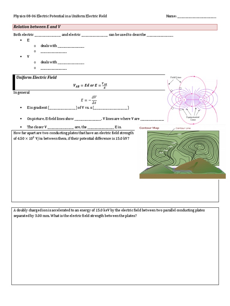 Physics 08-06 Electric Potential in A Uniform Electric Field | PDF ...