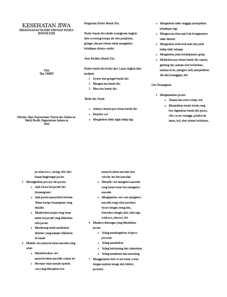 Leaflet Bunuh Diri | PDF