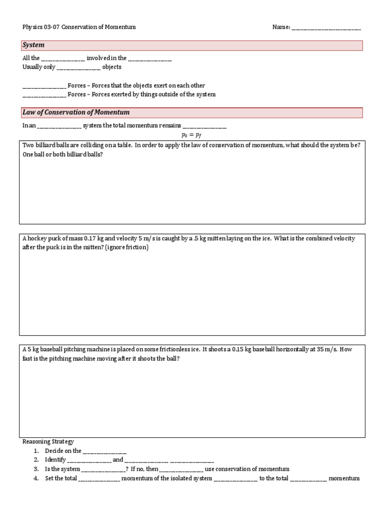 Conservation of Momentum in Physics | PDF | Momentum | Force