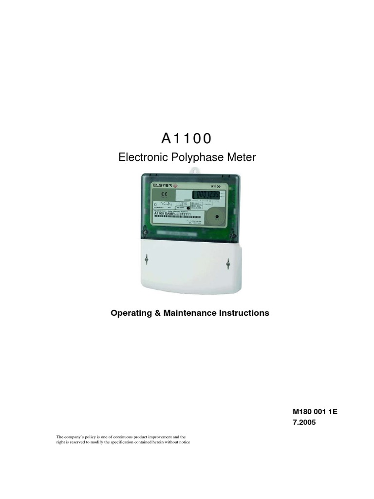 Electronic Polyphase Meter: Operating & Maintenance Instructions